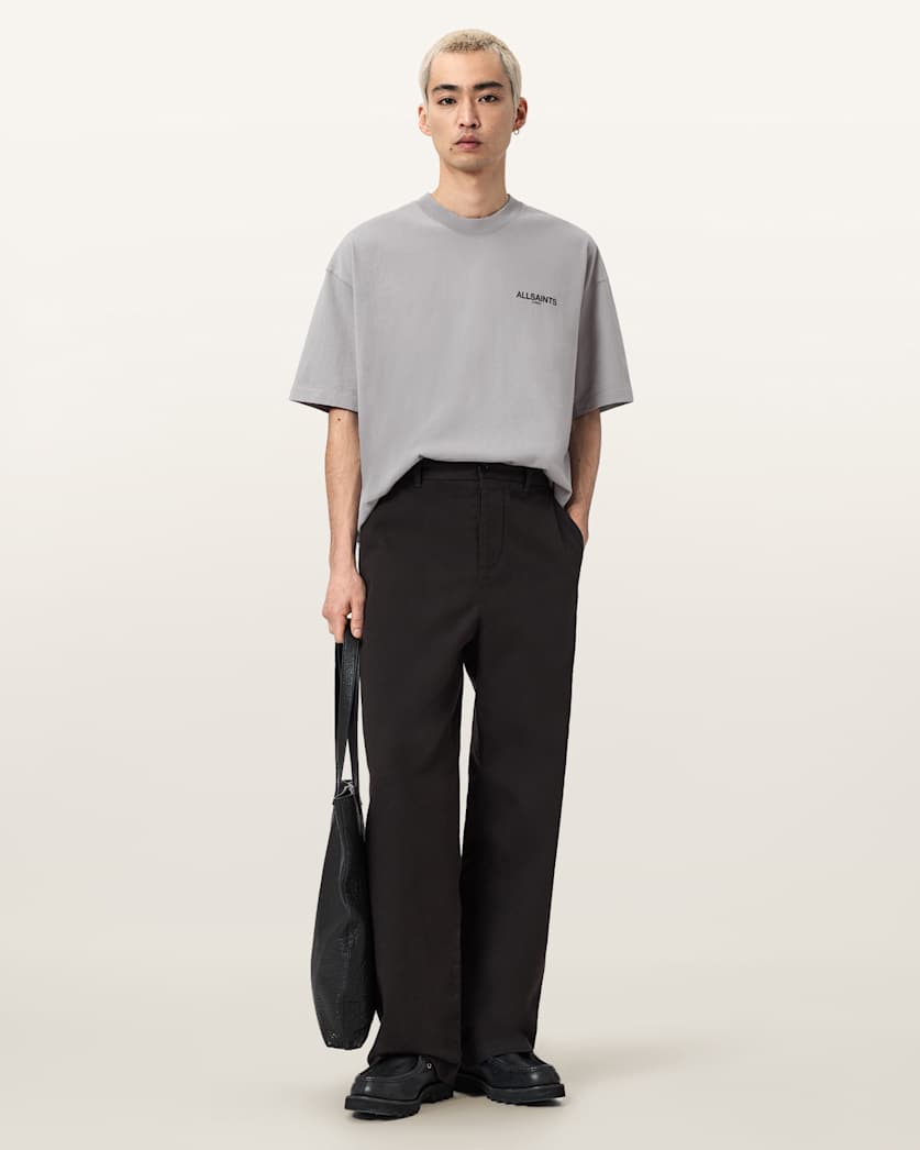 Hallis Oversized Graphic T-Shirt Pebble Grey | ALLSAINTS DE